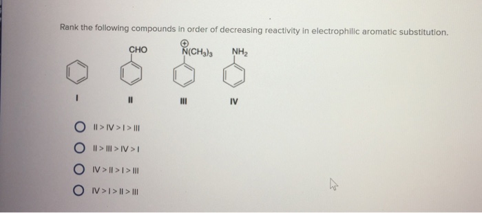 Solved Rank The Following Compounds In Order Of Decreasing