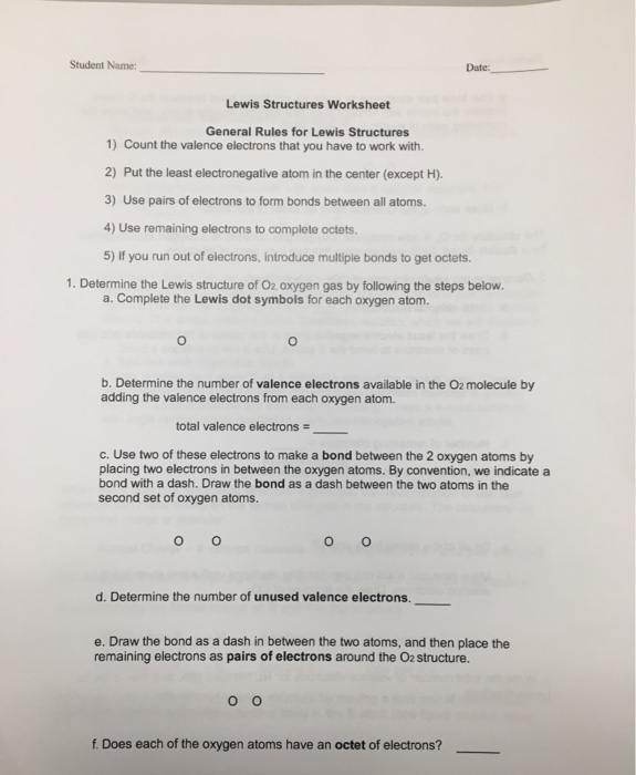Solved Student Name Date: Lewis Structures Worksheet General | Chegg.com