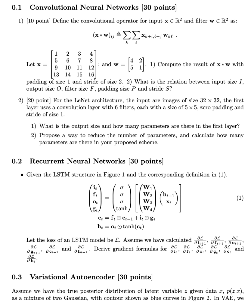 0.1 Convolutional Neural Networks (30 points] 1) (10 | Chegg.com