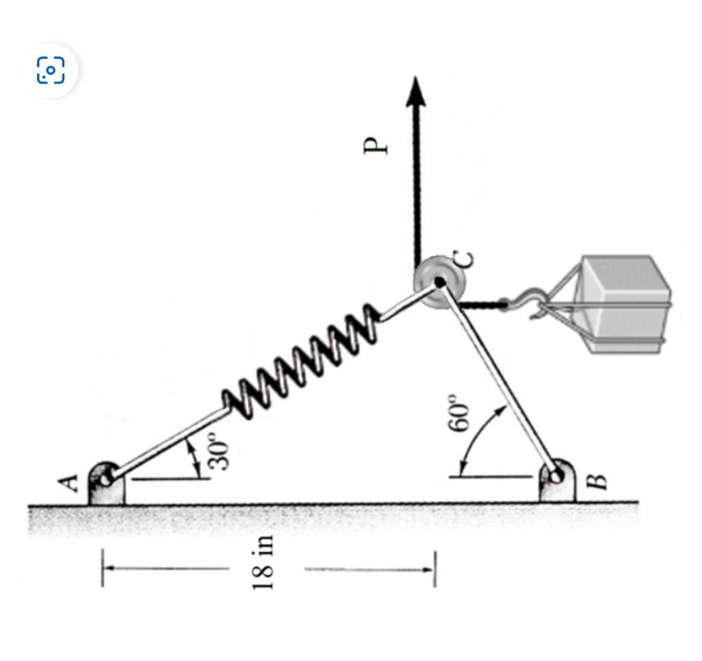 Solved Spring AC and cable BC are connected to a pulley at | Chegg.com