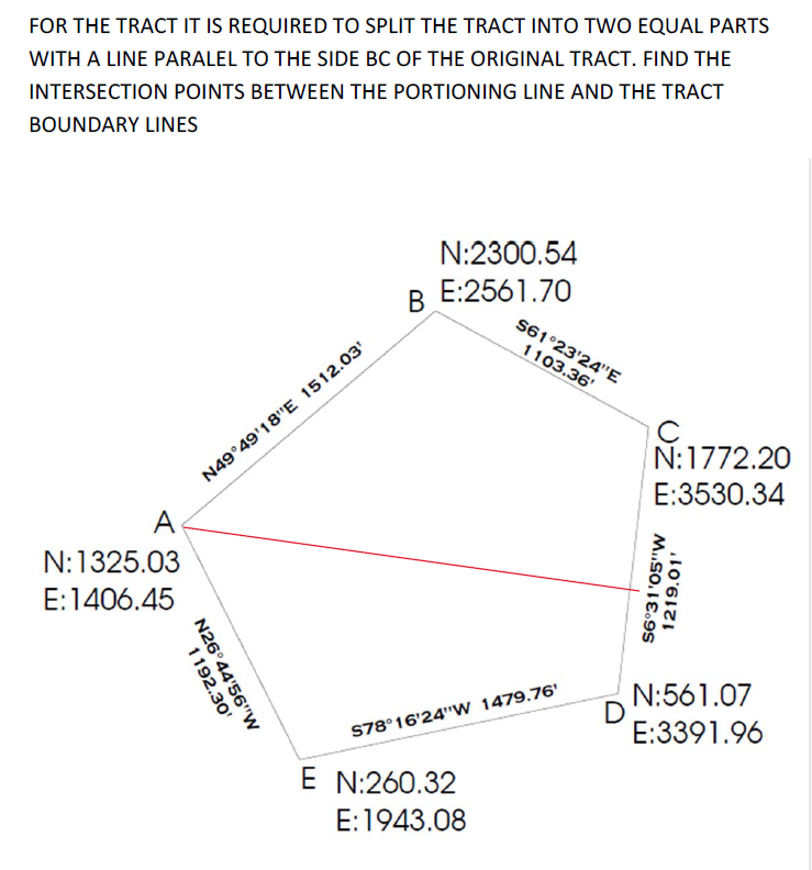 Solved FOR THE TRACT IT IS REQUIRED TO SPLIT THE TRACT INTO | Chegg.com
