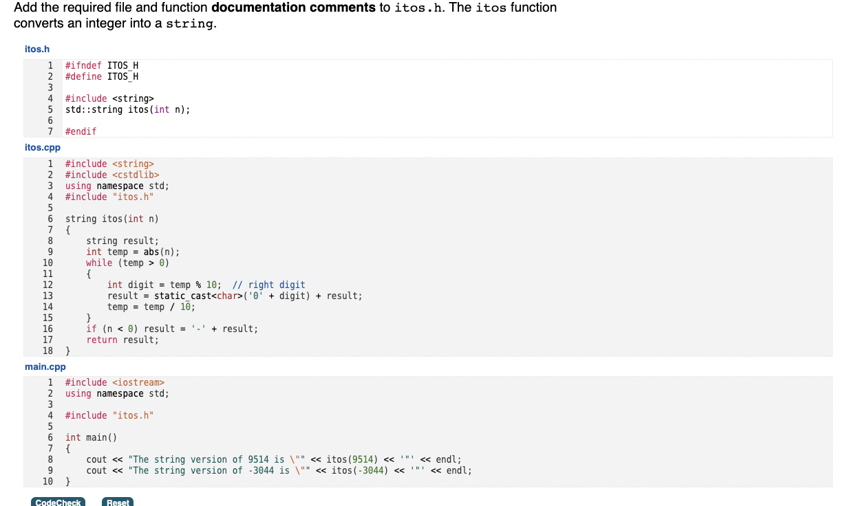 Solved Add the required file and function documentation | Chegg.com