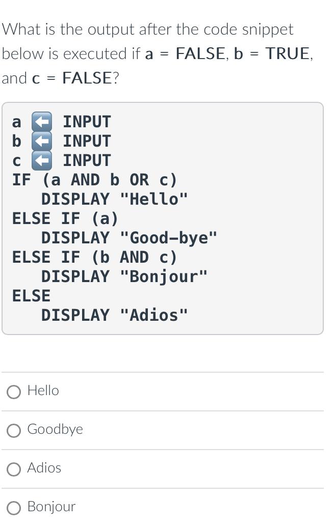 Solved What is the output after the code snippet below is | Chegg.com