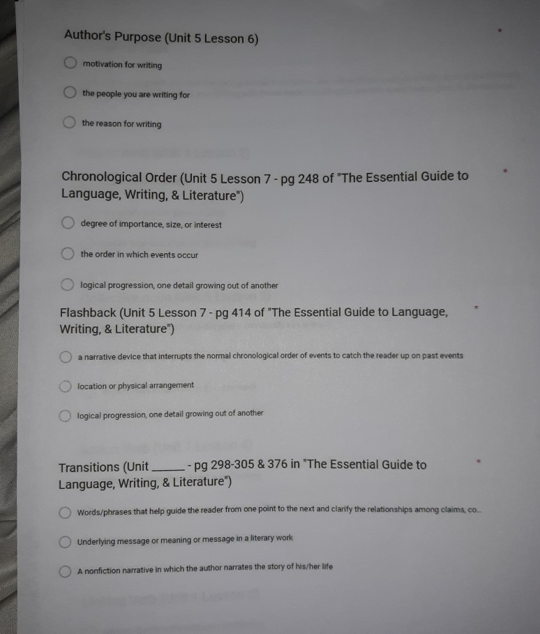 Author's Purpose (Unit 5 Lesson 6) O motivation for | Chegg.com