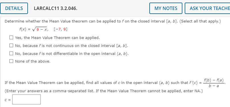 Solved DETAILS LARCALC11 3.2.046. MY NOTES ASK YOUR TEACHE | Chegg.com