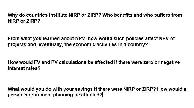 Solved Why do countries institute NIRP or ZIRP? Who benefits | Chegg.com
