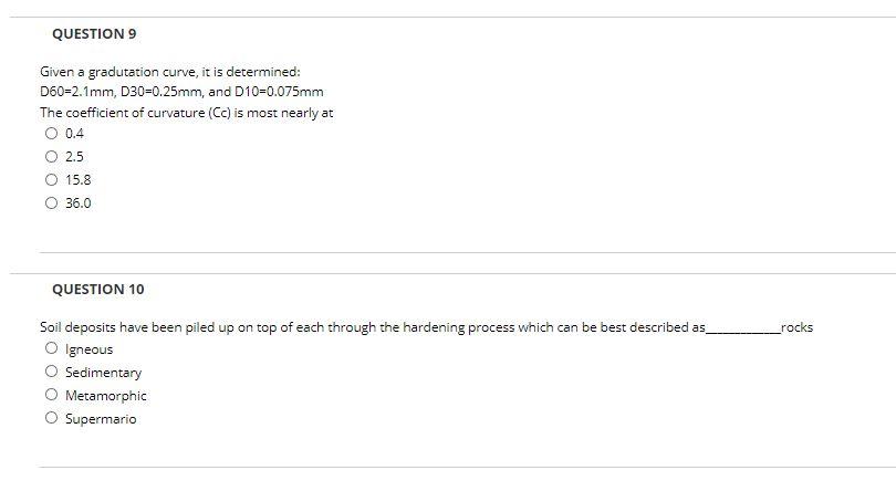 Solved QUESTION 9 Given a graduation curve, it is | Chegg.com