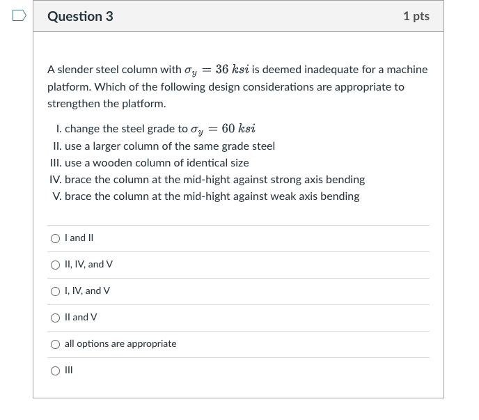 Solved A slender steel column with σy=36ksi is deemed | Chegg.com