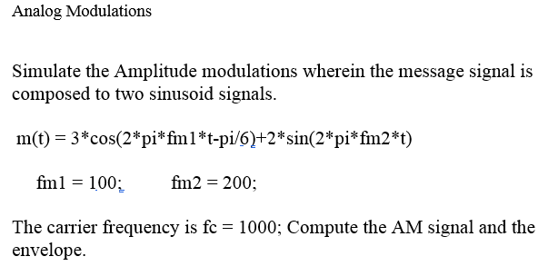 Analog Modulation S Simulate The Amplitude