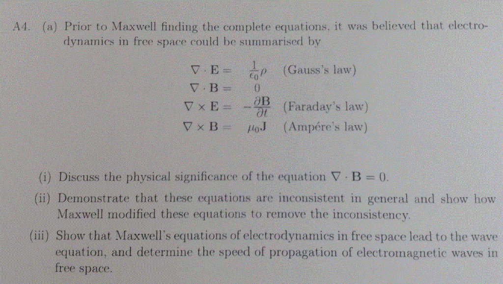 Solved Ai. (a) Prior to Maxwell finding the complete | Chegg.com