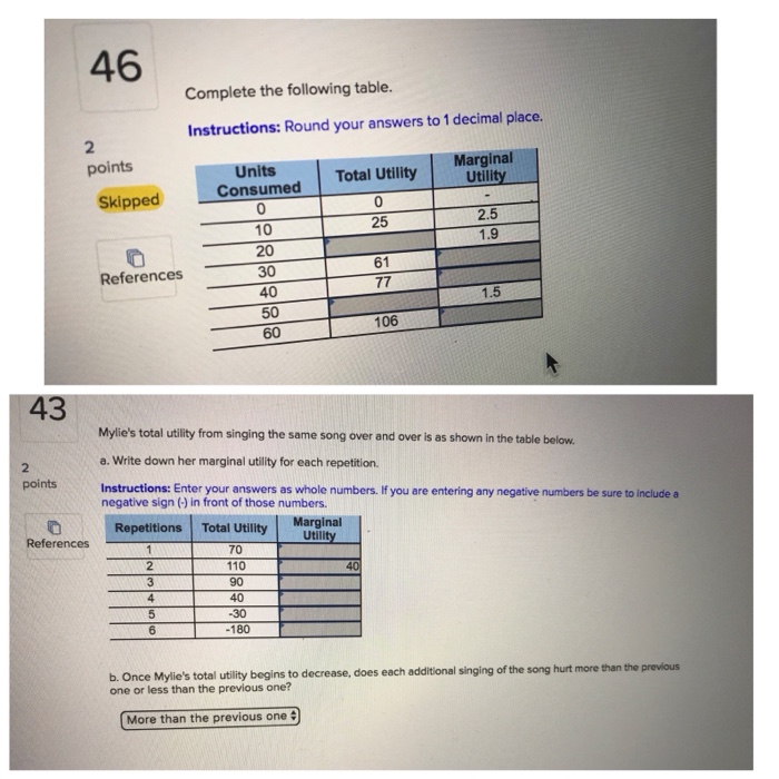 Solved 46 Complete the following table. Instructions: Round | Chegg.com
