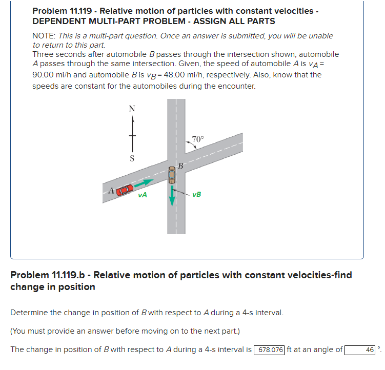 Solved Problem 11.119 - ﻿Relative motion of particles with | Chegg.com