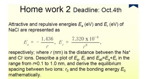 Solved Attractive and repulsive energies Ea(eV) and Er(eV) | Chegg.com