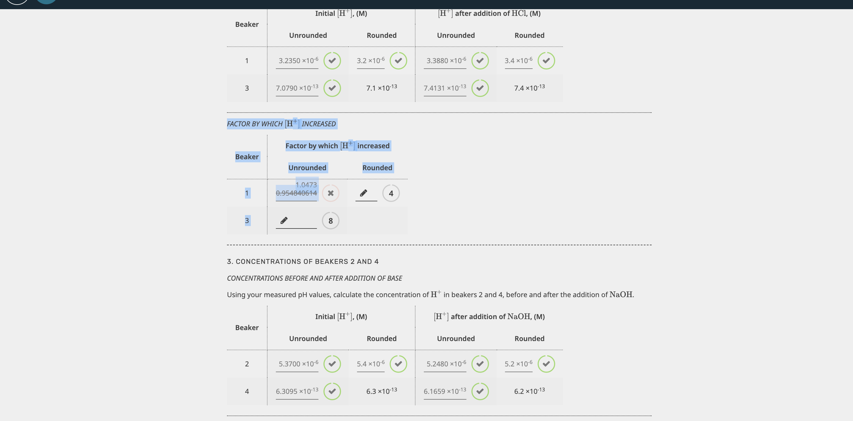 4. THEORETICAL pH, AND PERCENT ERROR For each beaker, | Chegg.com