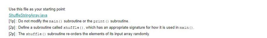 Solved Use this file as your starting point: Shuffle | Chegg.com