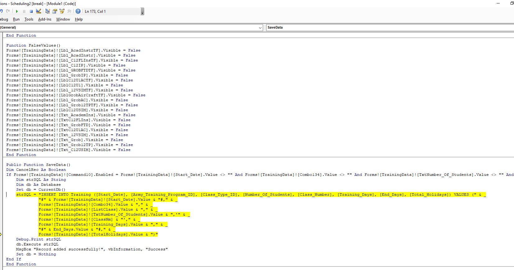 Microsoft Access 2016 I declare a variable on my | Chegg.com
