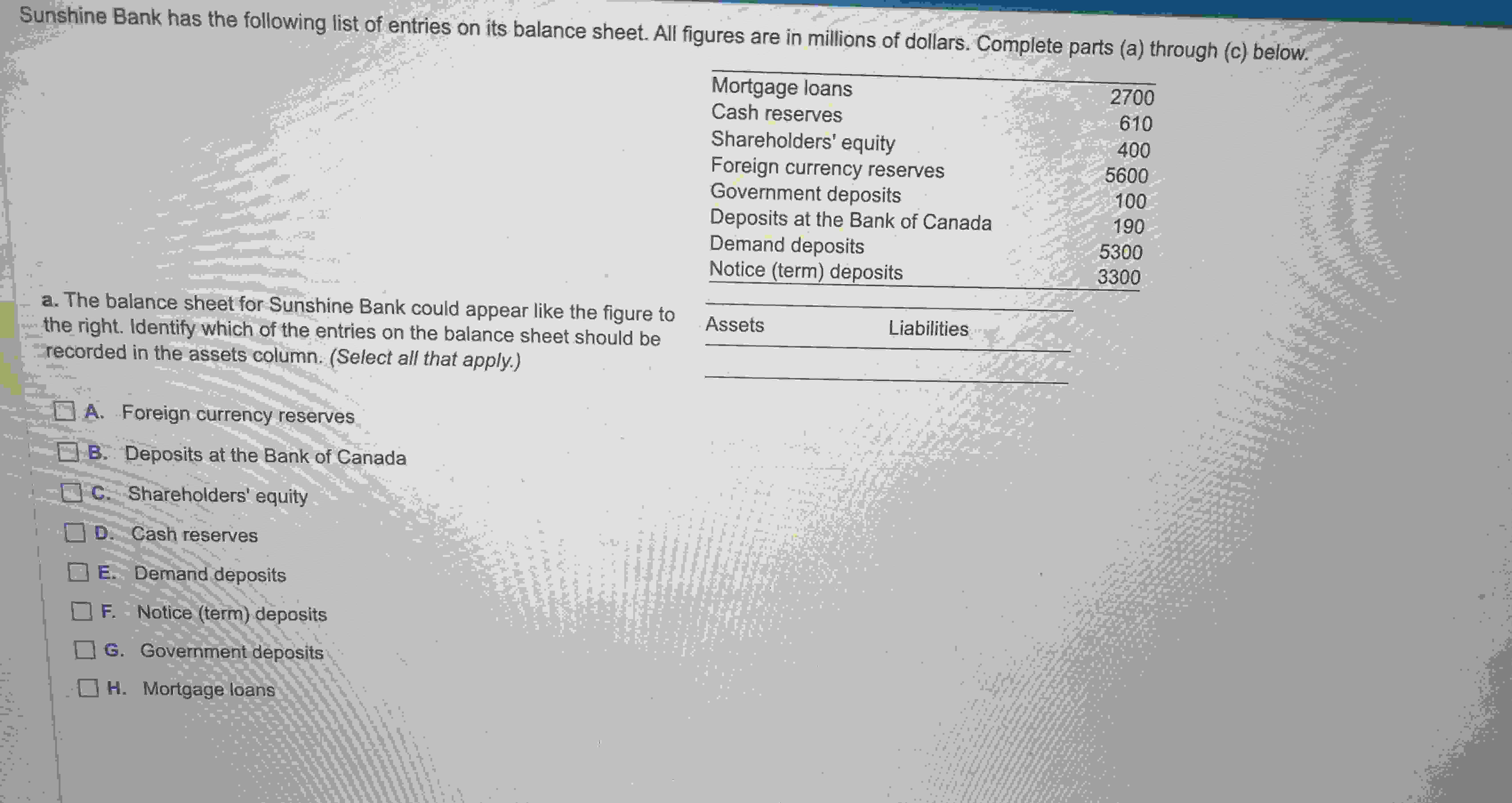 Sunshine Bank has the following list of entries on | Chegg.com