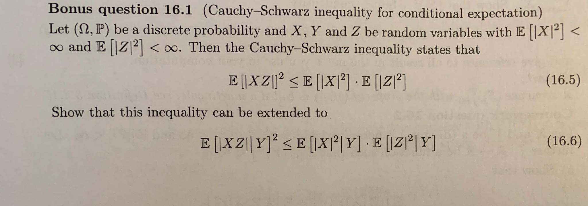 Solved Bonus question 16.1 (Cauchy-Schwarz inequality for | Chegg.com