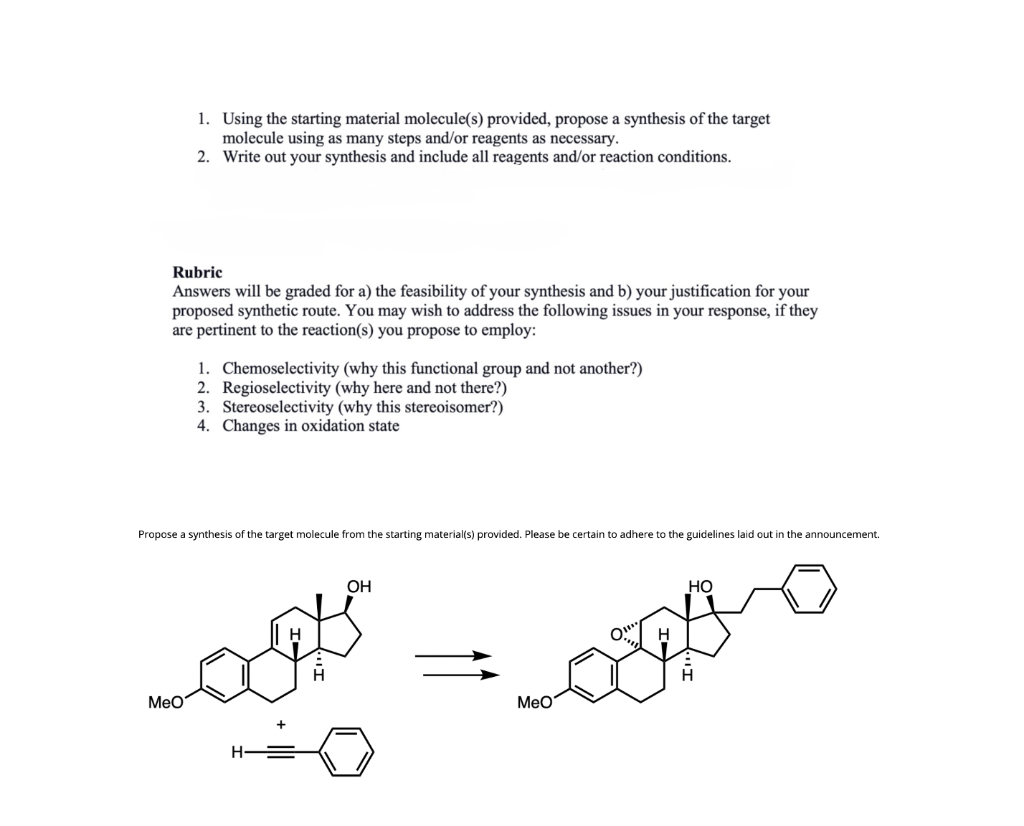 Solved 1. Using the starting material molecule(s) provided, | Chegg.com