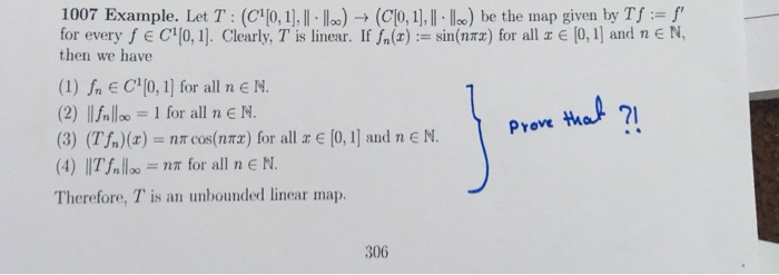 Solved 1007 Example. Let T : ( 0, 11, ll . II ) → (Clo, 1], | Chegg.com