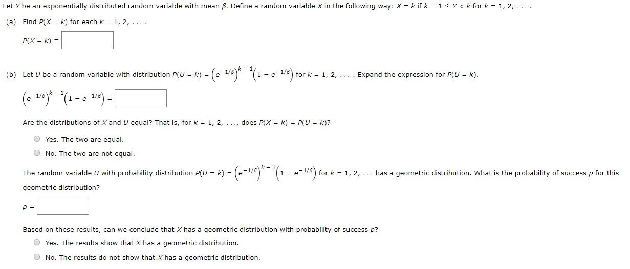 Solved Let y be an exponentially distributed random variable | Chegg.com
