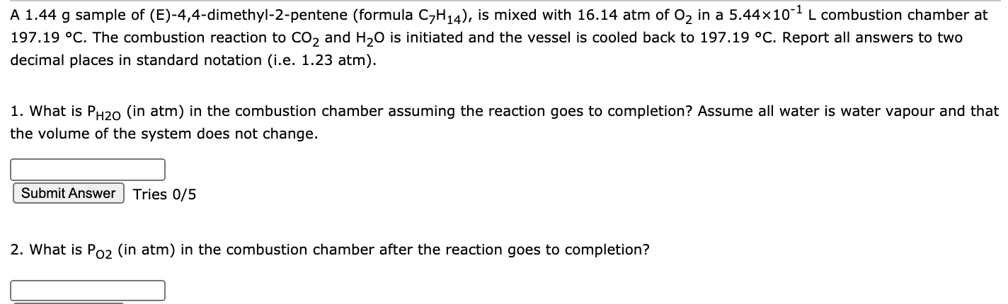 Solved A 1.44 g sample of (E)-4,4-dimethyl-2-pentene | Chegg.com