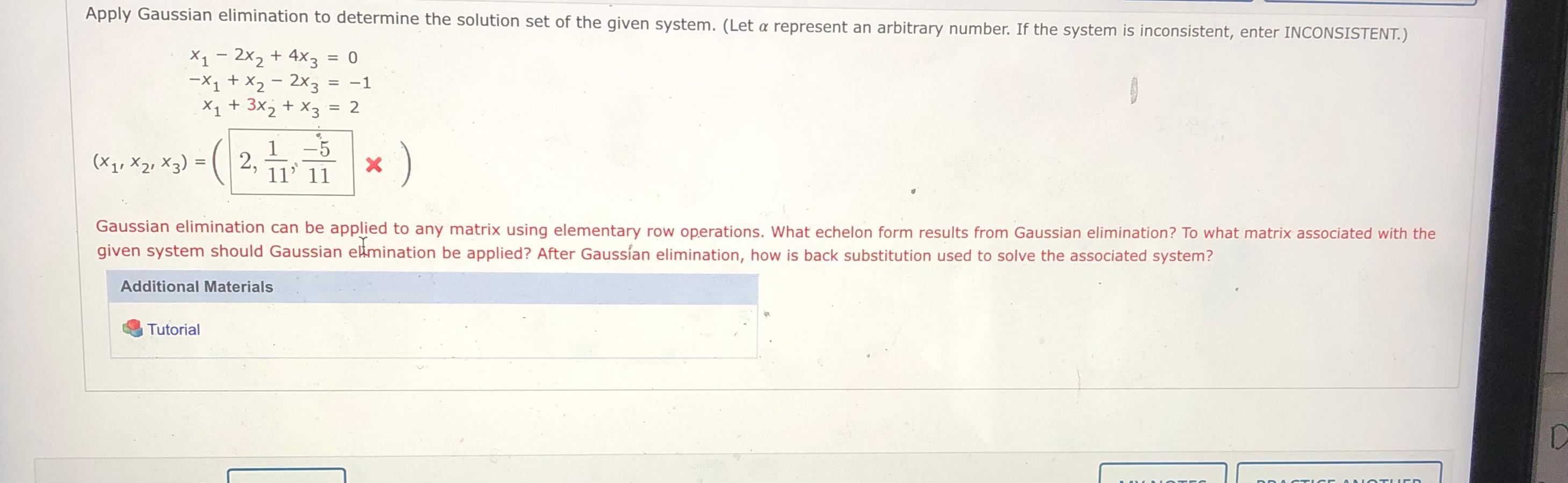 Solved Apply Gaussian elimination to determine the solution | Chegg.com