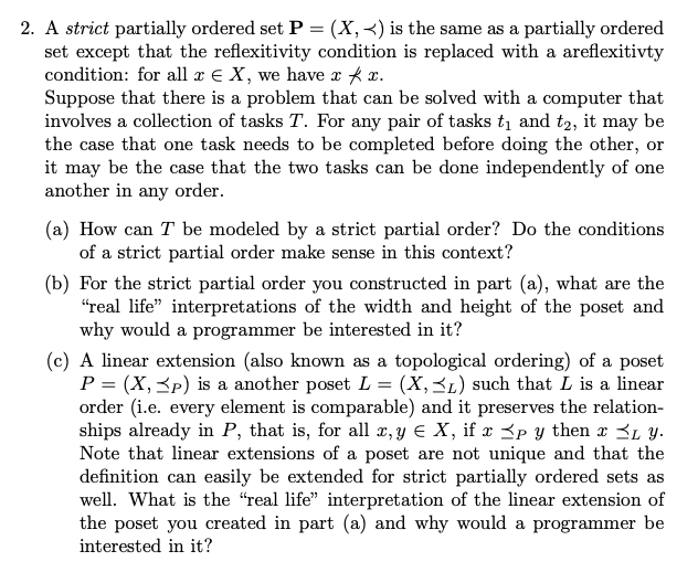 2. A strict partially ordered set P = (X,
