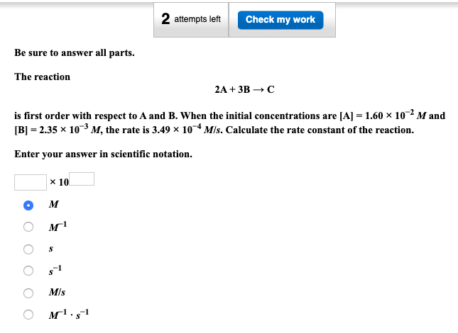 Solved 2 attempts left Check my work Be sure to answer all | Chegg.com