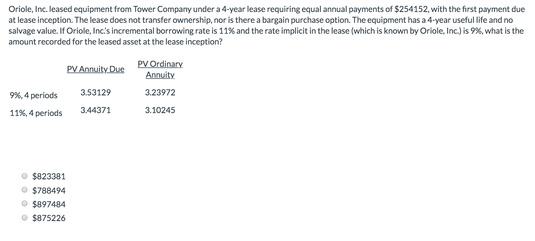 Solved Oriole, Inc. leased equipment from Tower Company | Chegg.com