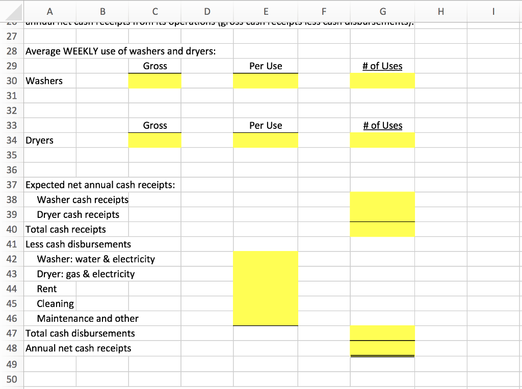 Solved Provided answers must be in Excel Formulas Format and | Chegg.com