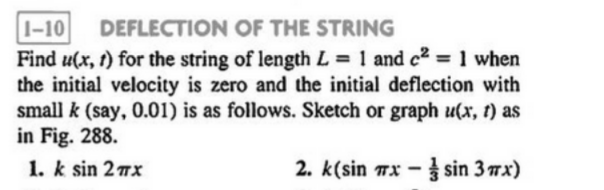 Solved I-10 DEFLECTION OF THE STRING Find u(x,t) for the | Chegg.com