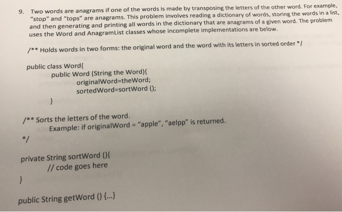 s if one of the words is made by transposing the | Chegg.com