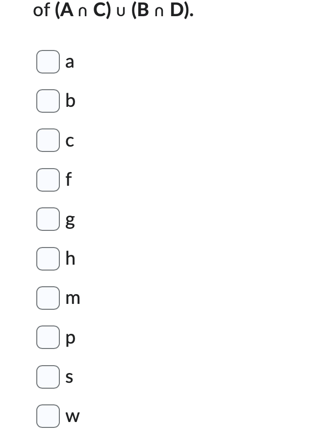 Solved Q17D. Define the sets A, B, C, and D as shown. Mark | Chegg.com