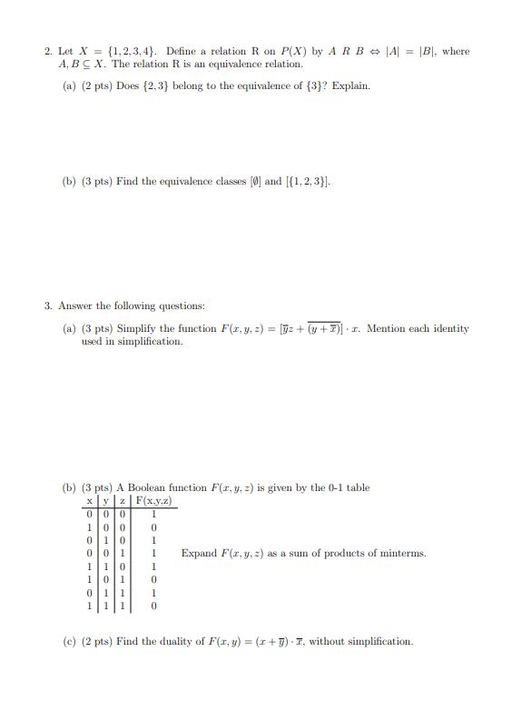 Solved 1. A relation R on a finite set X is given by the | Chegg.com