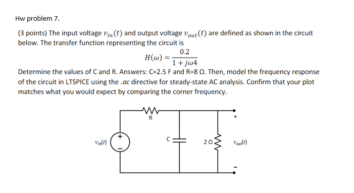 Solved (3 points) The input voltage vin (t) and output | Chegg.com