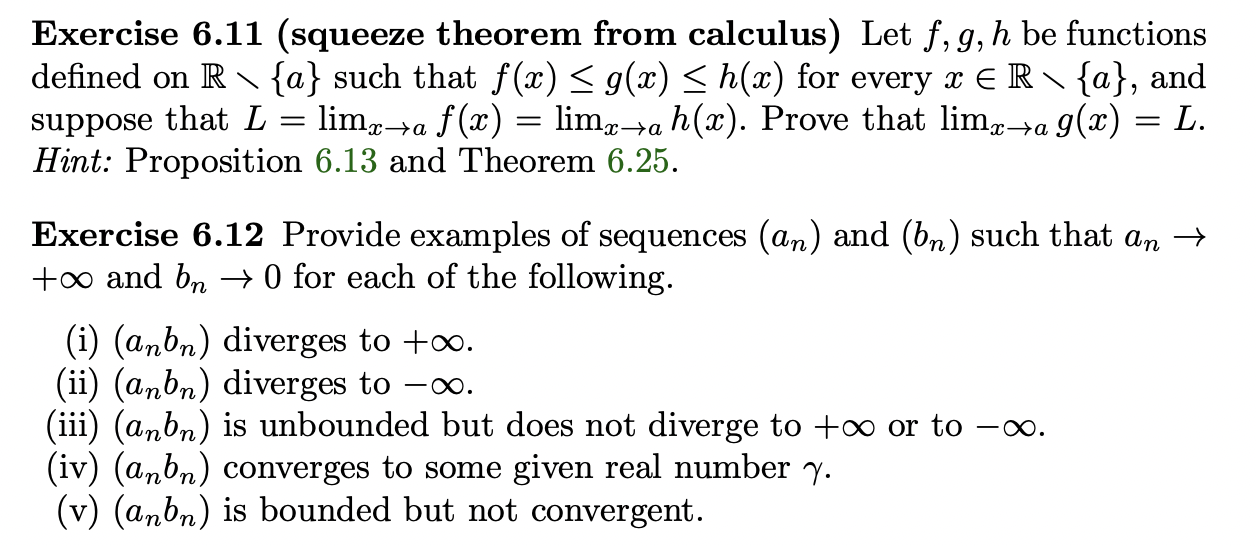 Solved Exercise 6.11 (squeeze theorem from calculus) Let | Chegg.com