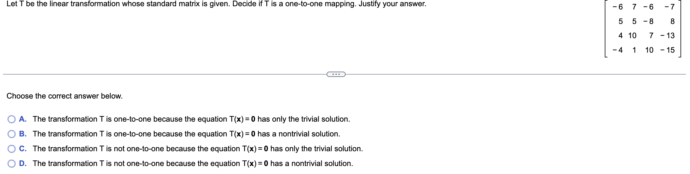 Solved Let T be the linear transformation whose standard | Chegg.com