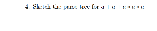 Solved 4. Sketch the parse tree for a +a+a* a * a. | Chegg.com