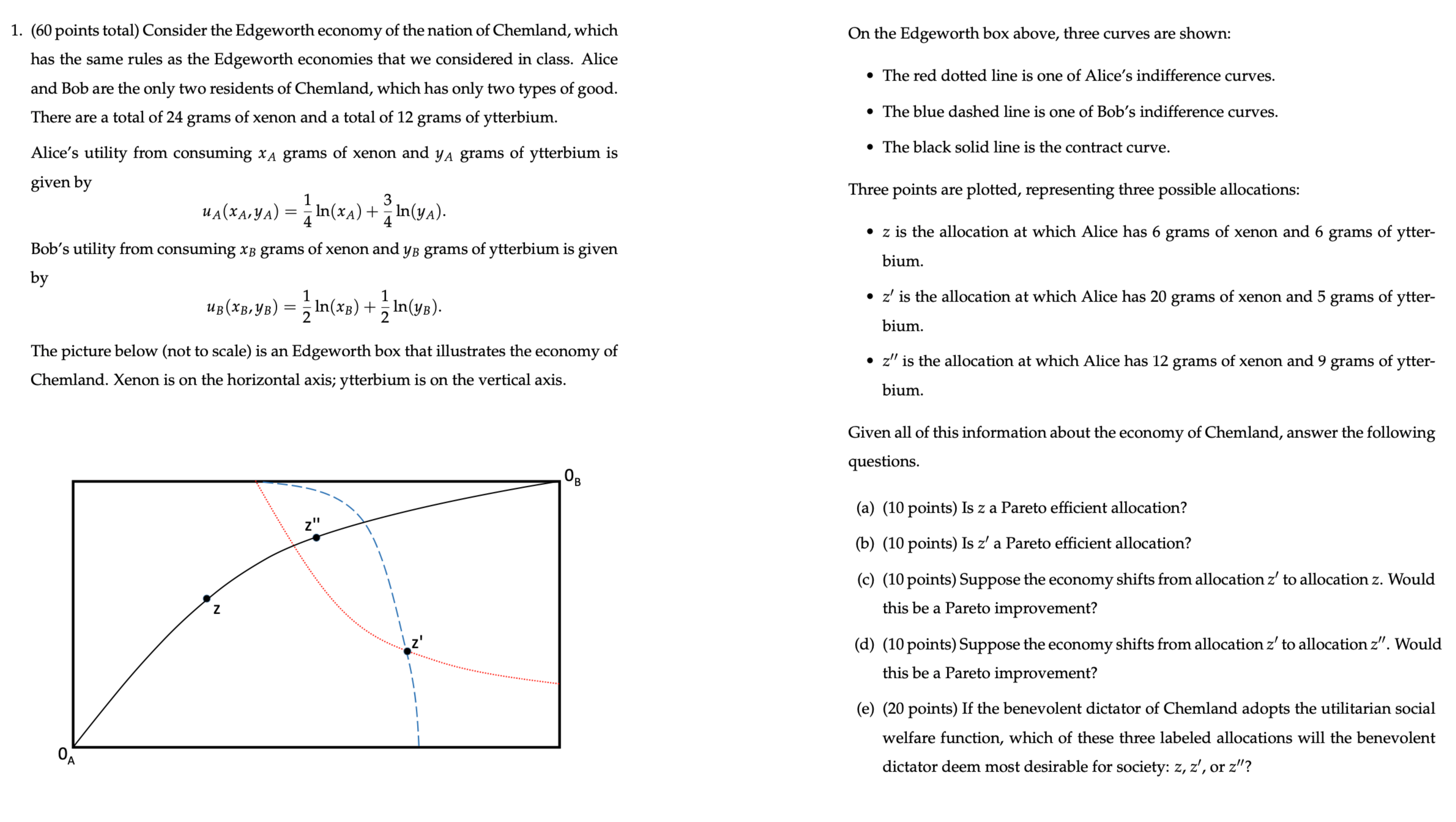 Solved ( 60 ﻿points total) ﻿Consider the Edgeworth economy | Chegg.com