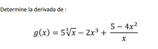 Solved Determine la derivada de: g(x)=53x−2x3+x5−4x2 | Chegg.com