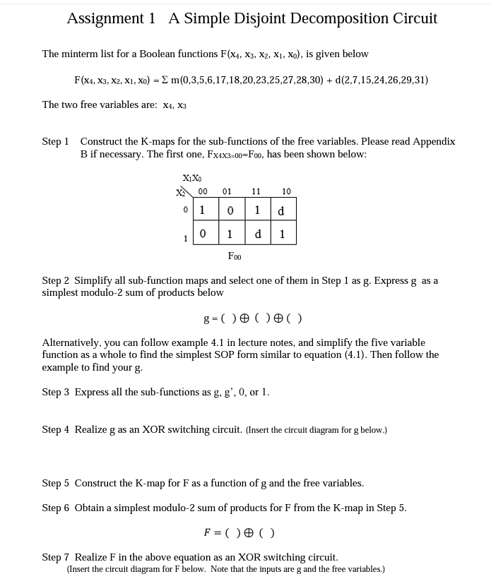 Solved Assignment 1 A Simple Disjoint Decomposition Circuit | Chegg.com