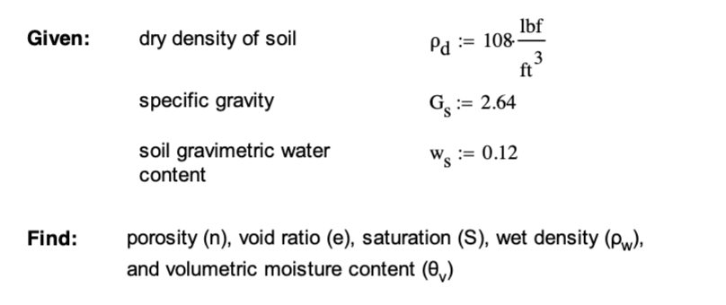 Solved Given: dry density of soil specific gravity | Chegg.com