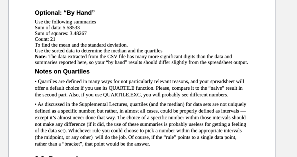 Solved Optional: "By Hand" Use the following summaries Sum | Chegg.com