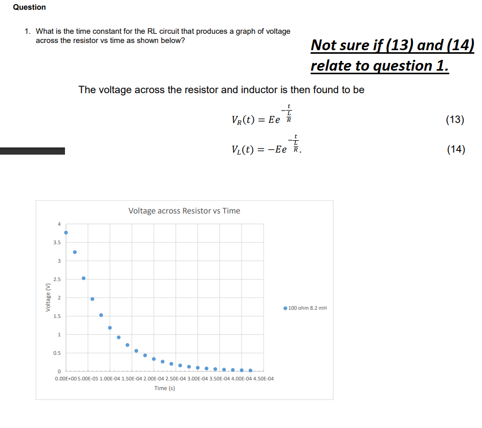 Solved 1. What is the time constant for the RL circuit that | Chegg.com