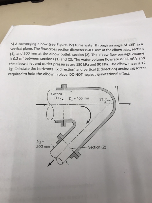 Solved 5) A converging elbow (see Figure. P2) turns water | Chegg.com