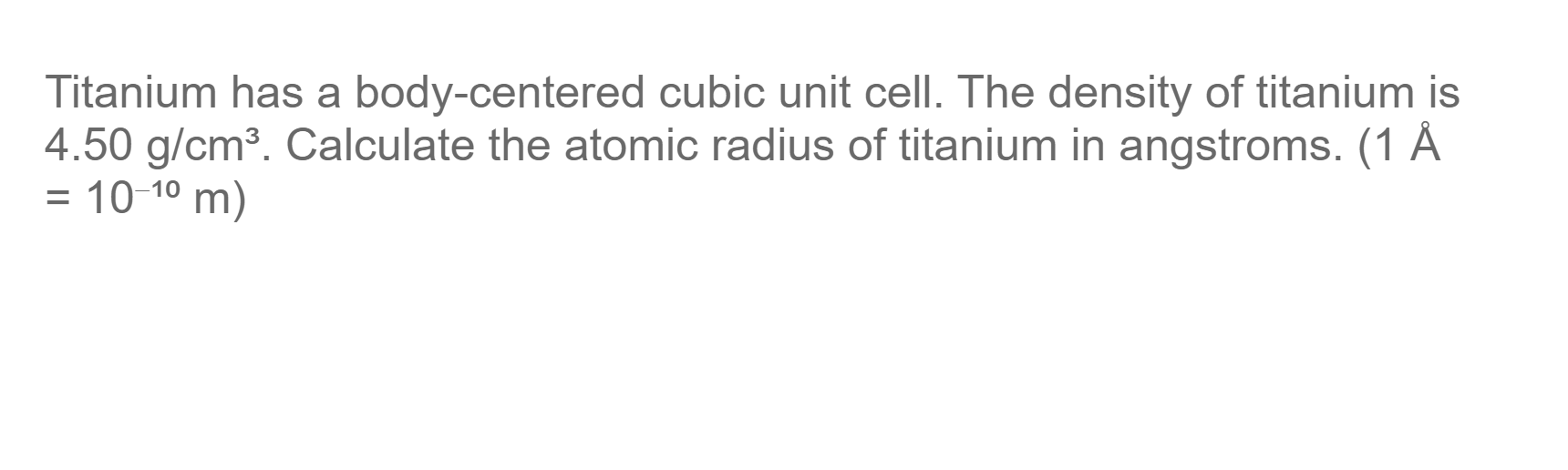 Solved Titanium has a body-centered cubic unit cell. The | Chegg.com