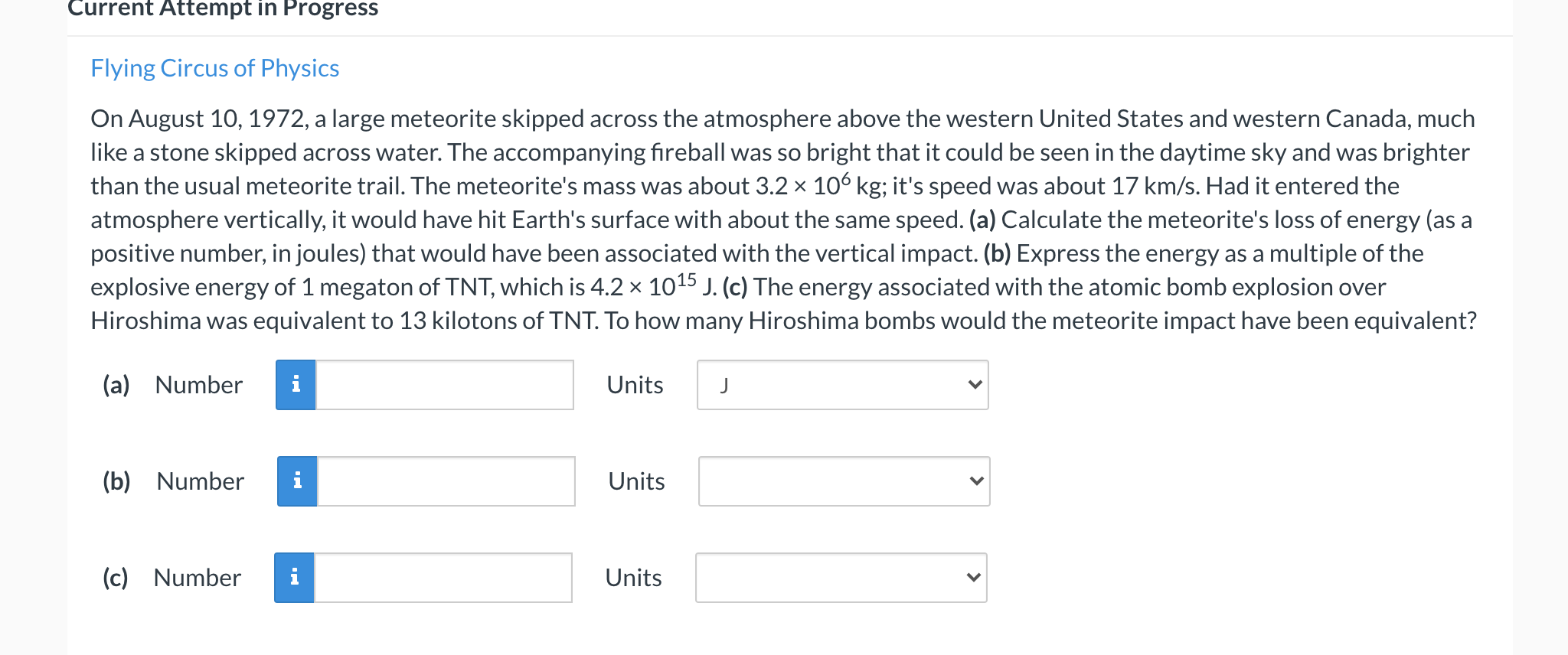 Solved Current Attempt in Progress Flying Circus of Physics | Chegg.com