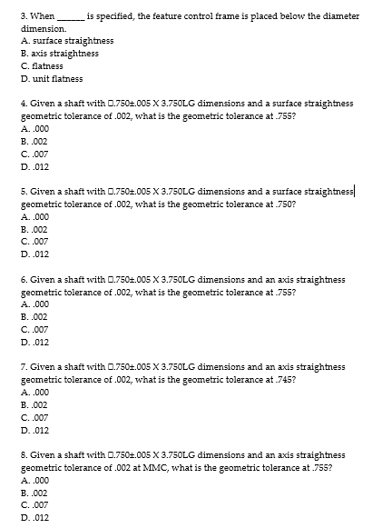 Solved 3. When is specified, the feature control frame is | Chegg.com