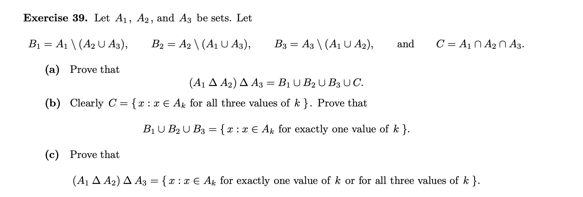 Solved Exercise 39. Let A1,A2, and A3 be sets. Let | Chegg.com